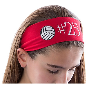 Funny Girl Designs Personalized Monogrammed Embroidered Volleyball Patch Cotton Stretch Headband