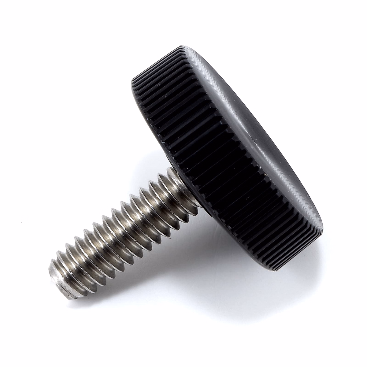 1/4"-20 x 3/4" Thumb Screw Stainless Steel - Black Knurled Round Plastic Oversized Knob - Standard/Coarse Thread Thumbscrew - Length: 0.750" - Proudly Built in USA - Package of (4)