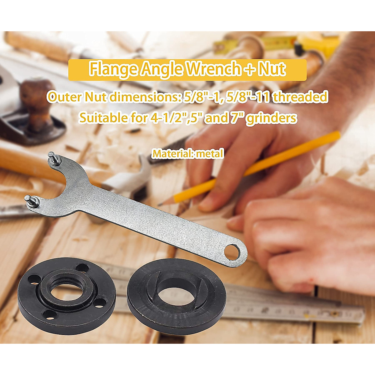 Angle Grinder Wrench Spanner Metal Lock Nut for Compatible with Dewalt Makita 193465-4 Bosch Black & Decker Ryobi