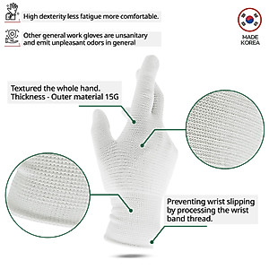 Youneedthat Eczema Aerosilver Safety Nitrile Glove Liners 20 Count, Seamless Non-slip Grip Food Prep Gloves, White(S,M,L) (Large (Pack of 20)