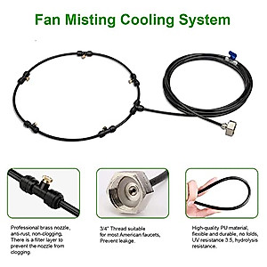 Leefasy Outdoor Fan Misting Kit Water Mister Spray for Cooling for Garden Patio Connects to Any Outdoor Fan