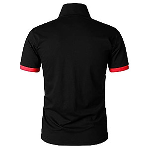 HOOD CREW Men’s Classic Polo Shirt Short Sleeve Shirts Lightweight Casual Tops Black XL