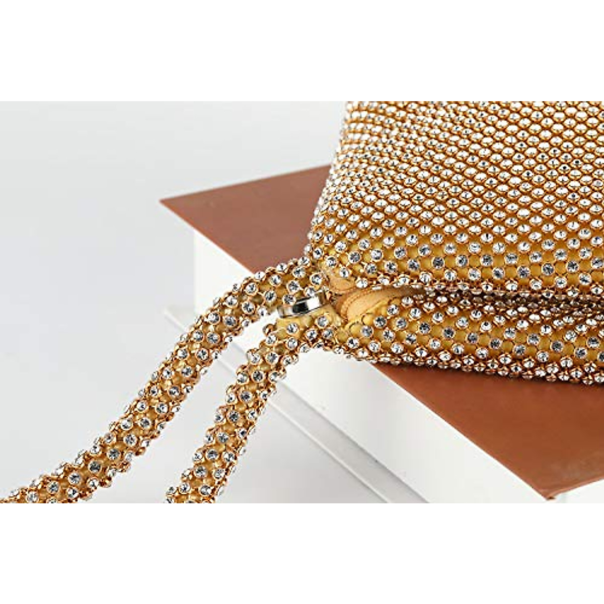 Vgift Clutch Purses for Women Evening, Glitter Wrist Bag Rhinestone Purse, Gold