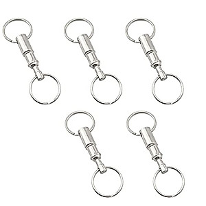 TAODAN 5-Pack Heavy Duty Dual Key Ring Quick Release Detachable Pull-Apart Key 2 Split Rings Keychains Lock Holder Key Accessory