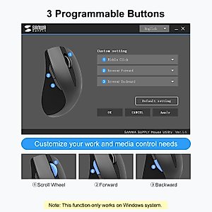 SANWA Wired Ergonomic Mouse, Optical Vertical Computer Mice, Silent Noiseless Click, Reduce Wrist Strain, (1000/1600 DPI, 6 Buttons) Compatible with MacBook, Laptop, Windows, Mac OS