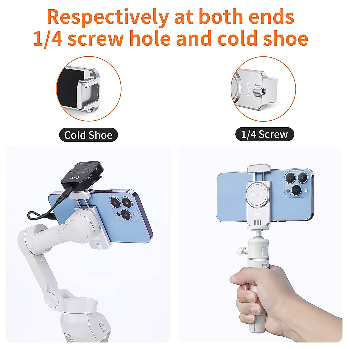 UURIG Magnetic Cell Phone Clamp for DJI OM, Phone Tripod Mount, Handheld Gimbals Magnetic Ring Holder for DJI OSMO 5/OM 4/OM 4 SE Accessories