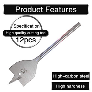 HOHXEN High Speed Steel Wood Boring/Spade/Paddle - Drill Bit Set 12-40mm