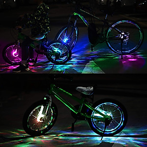 DAWAY Rechargeable Bike Wheel Lights - A16 Cool Led Kids Bicycle Spoke Lights, 2 Tire Pack, Safety Hub Accessories for Boys Girls Adults, Waterproof, Super Bright, Fun Cycling Gifts