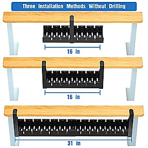 No Drilling Extendable Under Desk Cable Management, Metal Cable Management Tray Under Desk with Clamp, Retractable Power Strip Cord Holder for Wire Management 31Inch