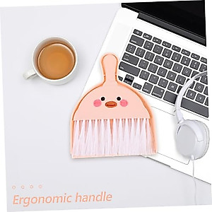1 Set Mini Hand Broom Dustpan Pets Animal Waste Cleaning Tool Housekeeping Dust Pan Keyboard Broom Brush Small Cleaning Brush Table Crumb Sweeper Mini Handheld Broom Plastic Pink Mobestech