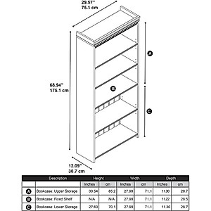 Scranton & Co 5 Shelf Bookcase in Antique Black