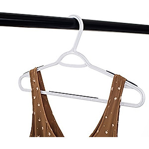 Popular Design Products 10 pc White Plastic Hangers with Built-in Grey Grip Strip Non-Slip Pads - Perfect for Dresses, Blouses and Pants - Work Great for Shirts, Ties, Scarves and Sweaters