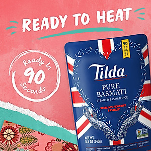 Tilda Ready to Heat Pure Basmati Rice, Convenient Microwaveable Rice, 8.5 Ounce Pouch (Pack of 6)