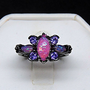 Logan Butterfly Ring for Women by Ginger Lyne | Pink Simulated Fire Opal Purple CZ Promise Ring for Her