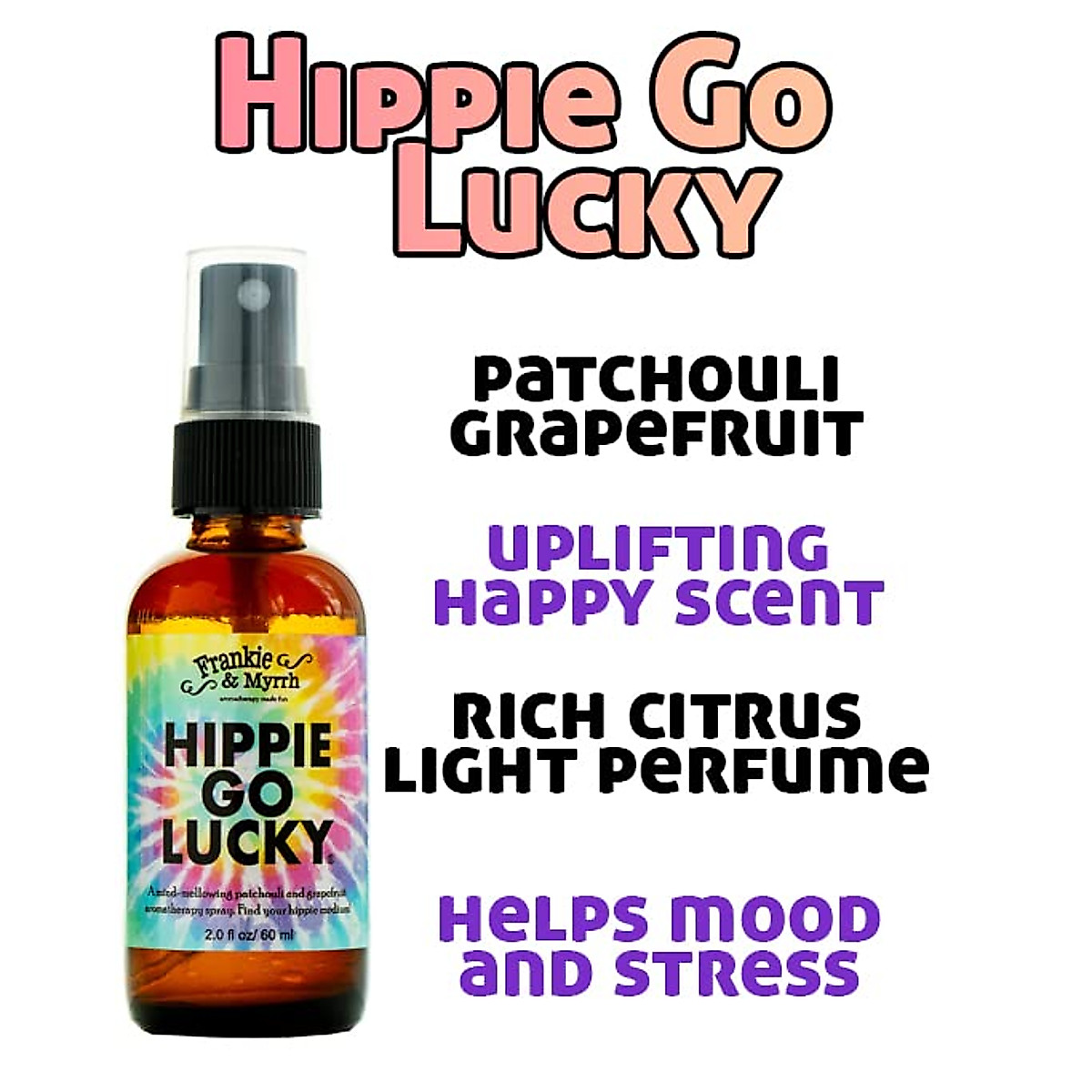 Frankie & Myrrh Hippie Go Lucky 2 Pack | Patchouli Roll-on & Spray | Natural Aromatherapy Combo for Relaxation & Positivity