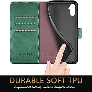 SUANPOT for Samsung Galaxy A14 5G Wallet case with RFID Blocking Credit Card Holder,Flip Book PU Leather Protective Cover Women Men for Samsung A14 Phone case(Sea Green)