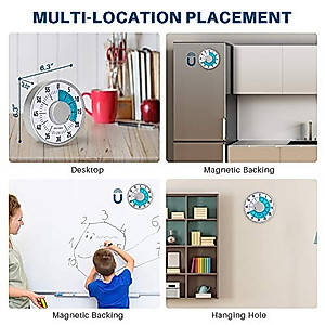 Secura 60-Minute Visual Timer 6-Inch Mechanical Countdown Timers for Teaching, Meeting, Cooking, Working - Timer for Kids with Magnetic Backing, Foldable Legs, Hanging Hole (Blue)