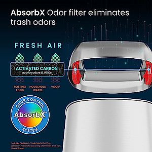 iTouchless 16 Gallon Elliptical Open Top Trash Can and Recycle Bin with Double Odor Filters, Stainless Steel Commercial Grade,Large 12-Inch Opening for Home, Office, Restaurant, Restroom, 61 Liter