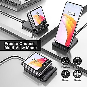 SwanScout Wireless Charger for Samsung Z Flip, Foldable Fast Wireless Charging Stand for Samsung Galaxy Z Flip 5/Z Flip 4/Z Flip 3, Samsung Charging Station for Galaxy Z Flip Series (No Adapter)