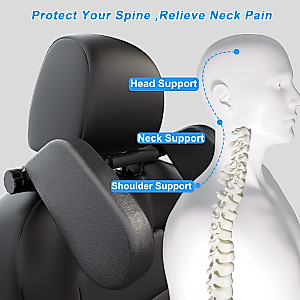 Heapany [Upgraded] Car Headrest Pillow, Head Support Neck Pillows, Roadpal Adjustable Sleeping Headrest for Kids Adults Travel