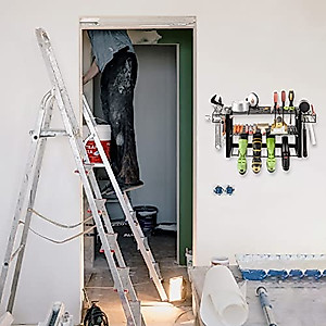 Bodato Power Tool Organizer, 3 Layers Wall Metal Floating Tool Shelf Garage Storage Drill Holder and Tool Holder, Heavy-Duty Utility Rack for Cordless Drill & Screwdriver Gift for Father, Husband