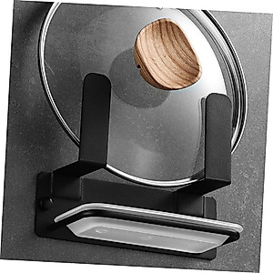 Zerodeko Pot Lid Rack Wall Mounted Stainless Steel Pan Lid Organizer Holder with Water Tray Self Adhesive Kitchen Utensils Storage Racks for Hanging Dish Pan Cover Cutting Board