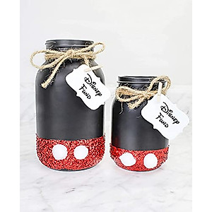 Darware Black Chalkboard Mason Jars (Pint Size, 6-Pack); Black-Coated Blackboard Surface Glass Jars for Arts and Crafts, Gifts, and Rustic Home Decor