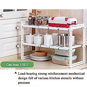 LEAYAN Under Sink Storage Storage Shelf for Bathroom Kitchen, Bathroom Under Sink Organizers and Storage Multi-Purpose Shelves for Kitchen Under Sink Rack Shelf, White 60x26x38cm