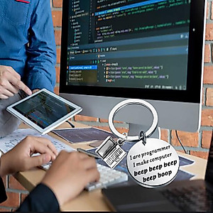 POTIY Computer Programmer Programming Keychain I Are Programmer I Make Computer Beep Boop Programmer Key Ring (programmer)