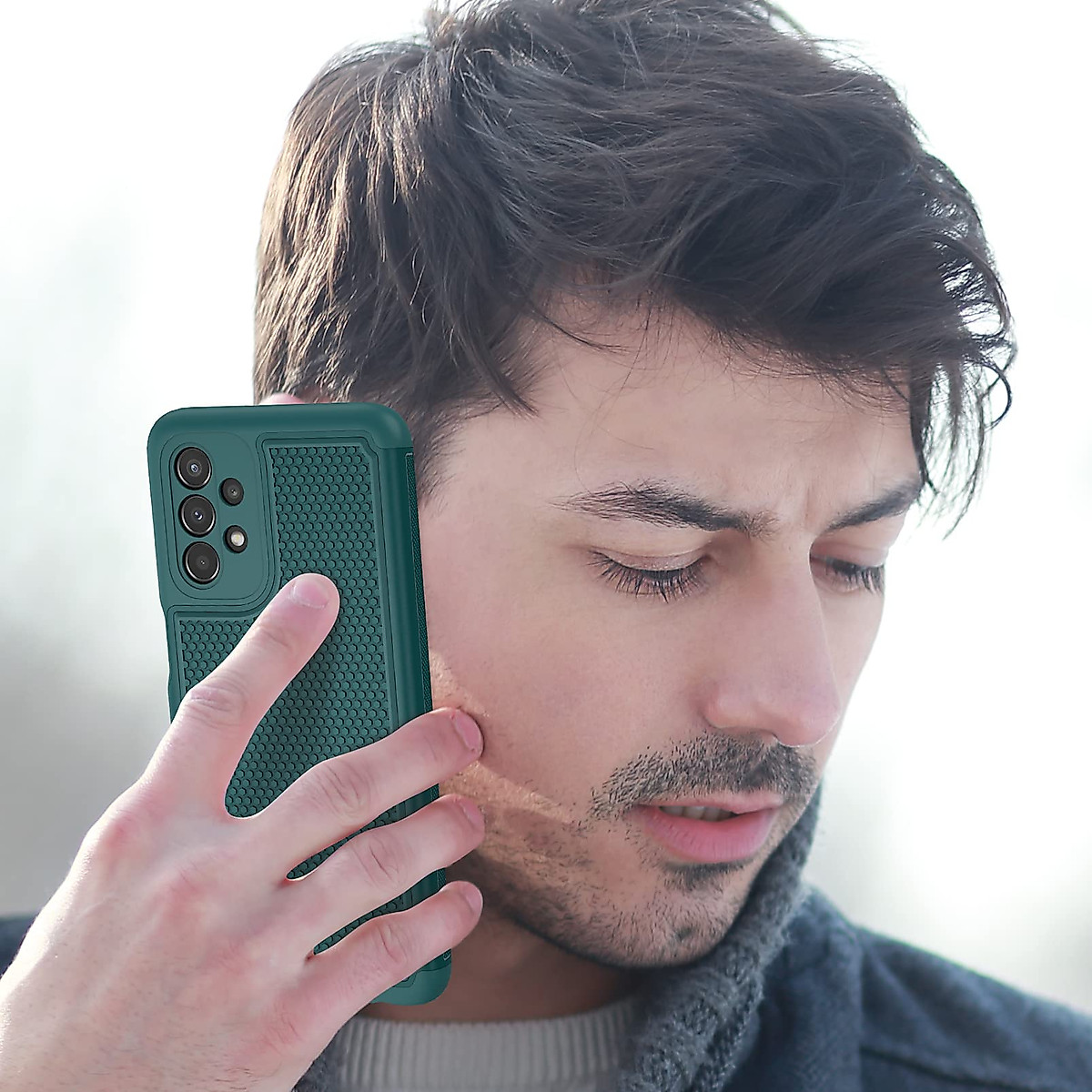 FNTCASE for Samsung Galaxy A23 5G Case: (Samsung Galaxy A23 4G LTE) Dual Layer Protective Heavy Duty Cell Phone Cover Shockproof Rugged with Non Slip Textured Back - Bumper - 6.6inch Dark Green