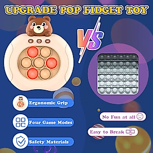Fast Push Pop Pro Light Up Fidget Bubble Game Controller, Puzzle Pop Pro Game Fidget Toys Adults Handheld Bubble Pop Fidget Game Console Anti-Anxiety Autism Decompression Electronic Travel Game Toy
