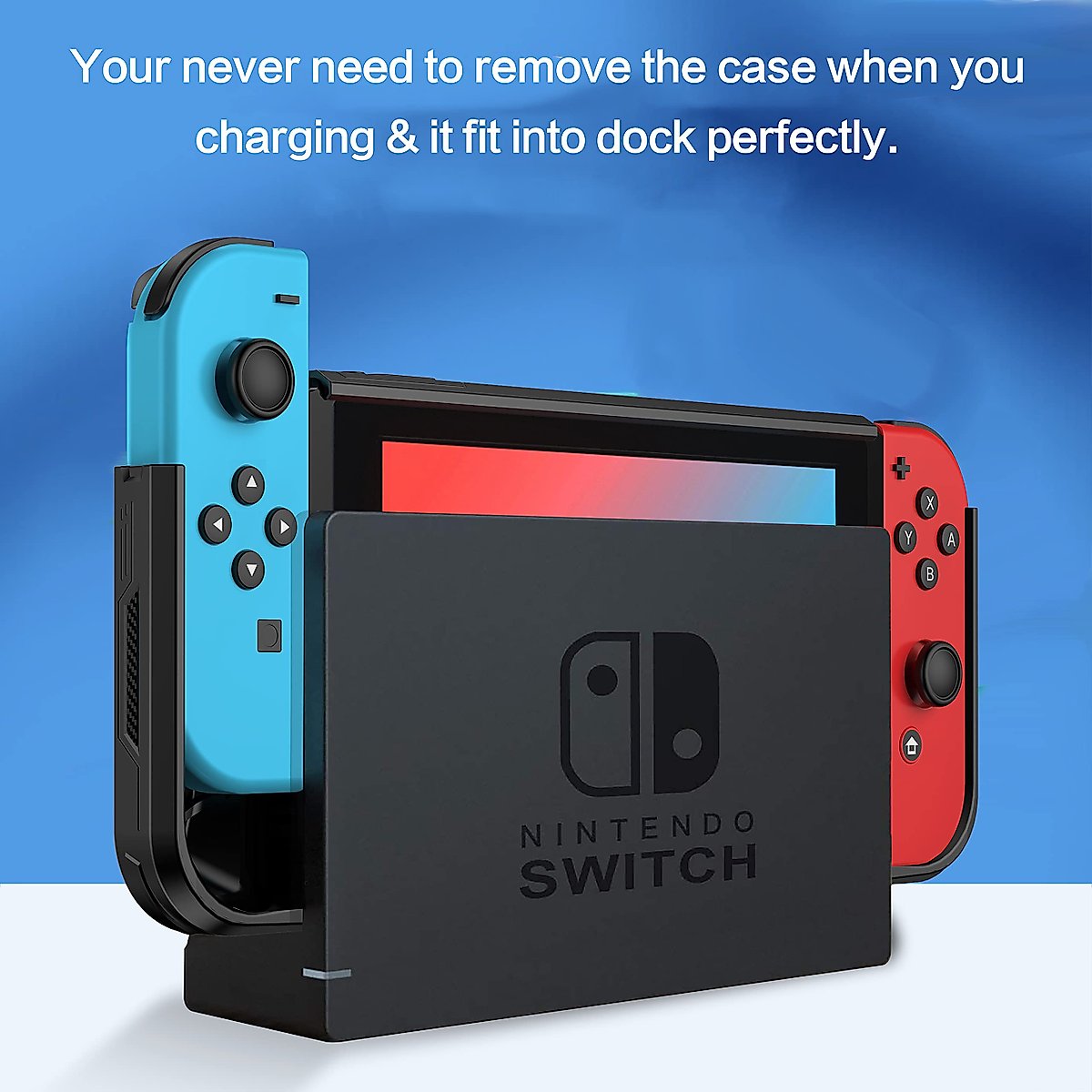 PiMivco Dockable Case for Nintendo Switch 2017,Protective Case Compatible for Nintendo Switch and Joy-Con Controller ,TPU Grip Cover with Shock-Absorption and Anti-Scratch Design(Black)…