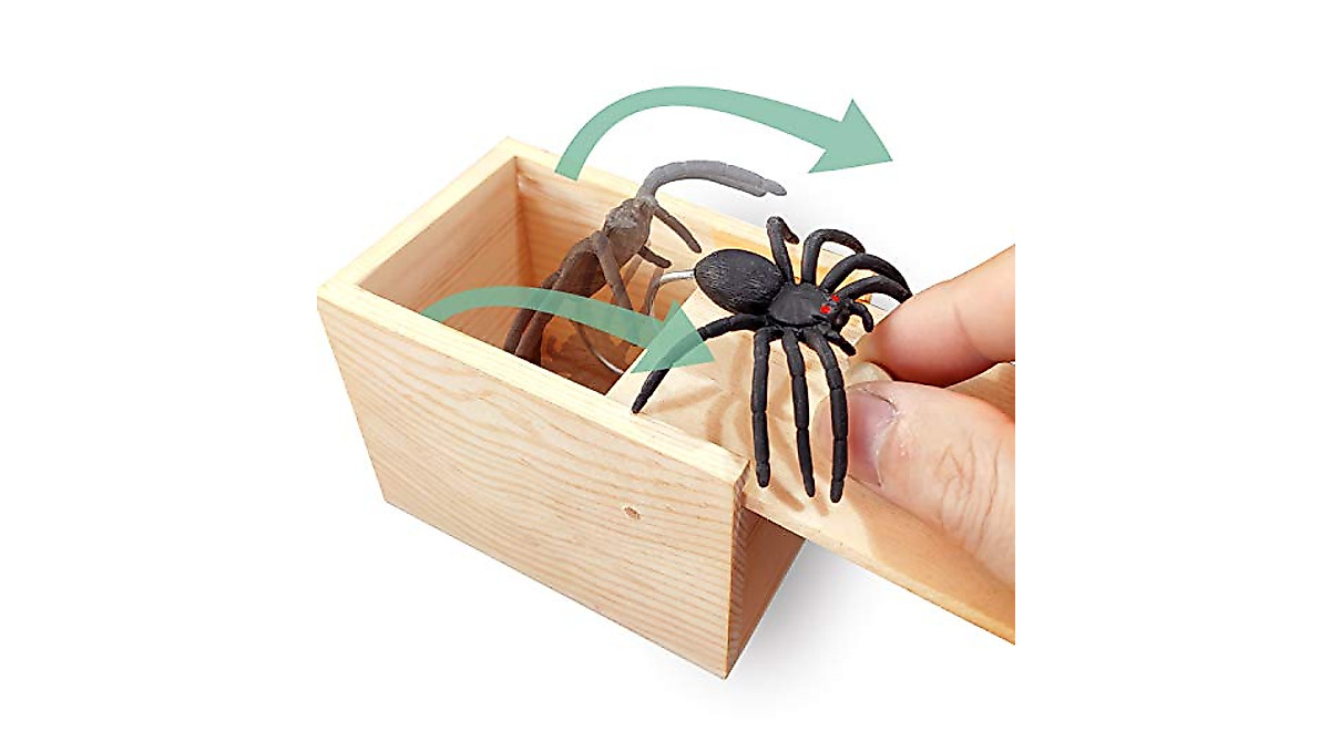 PARNIXS Rubber Spider Prank Box - Fun Surprise Gift