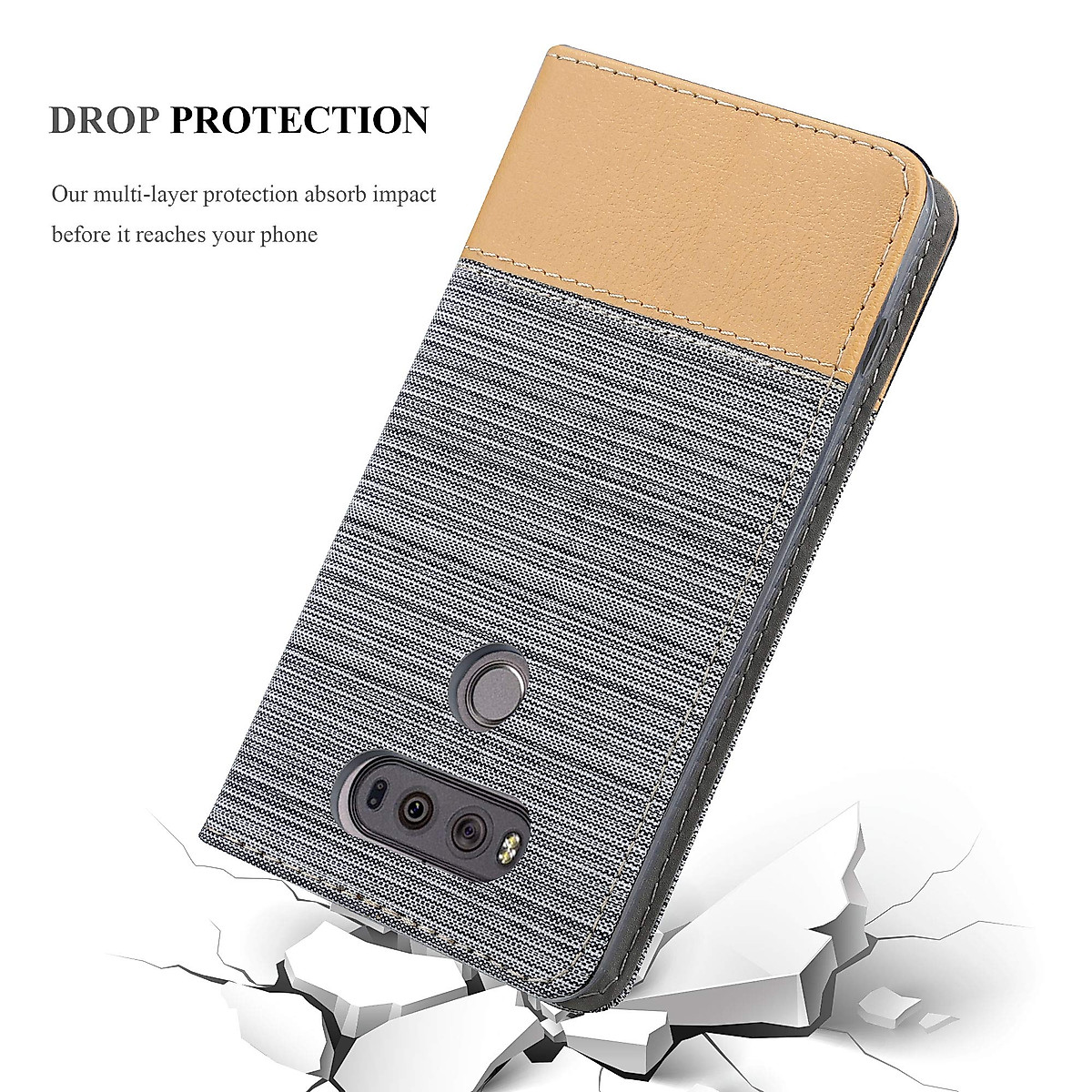 Cadorabo Book Case Compatible with LG V20 in Light Grey Brown - with Magnetic Closure, Stand Function and Card Slot - Wallet Etui Cover Pouch PU Leather Flip