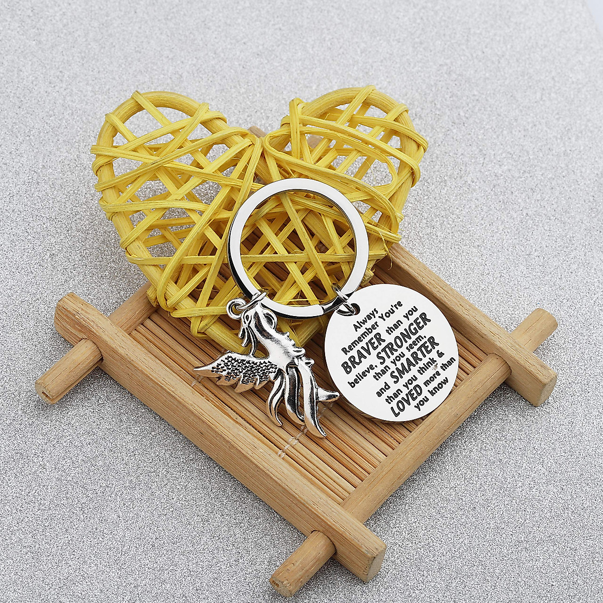 BAUNA Phoenix Keychain Rising Phoenix Bird Pendant Always Remember You’re Braver Than You Believe Inspiration Jewelry Gift for Phoenix Lovers Graduates (Phoenix Keychain)