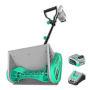 Litheli Cordless Snow Shovel, 20V 12-Inch Battery Powered Snow Thrower, Battery Snow Blower with Auxiliary Handle, with 4.0Ah Li-ion Battery & Charger