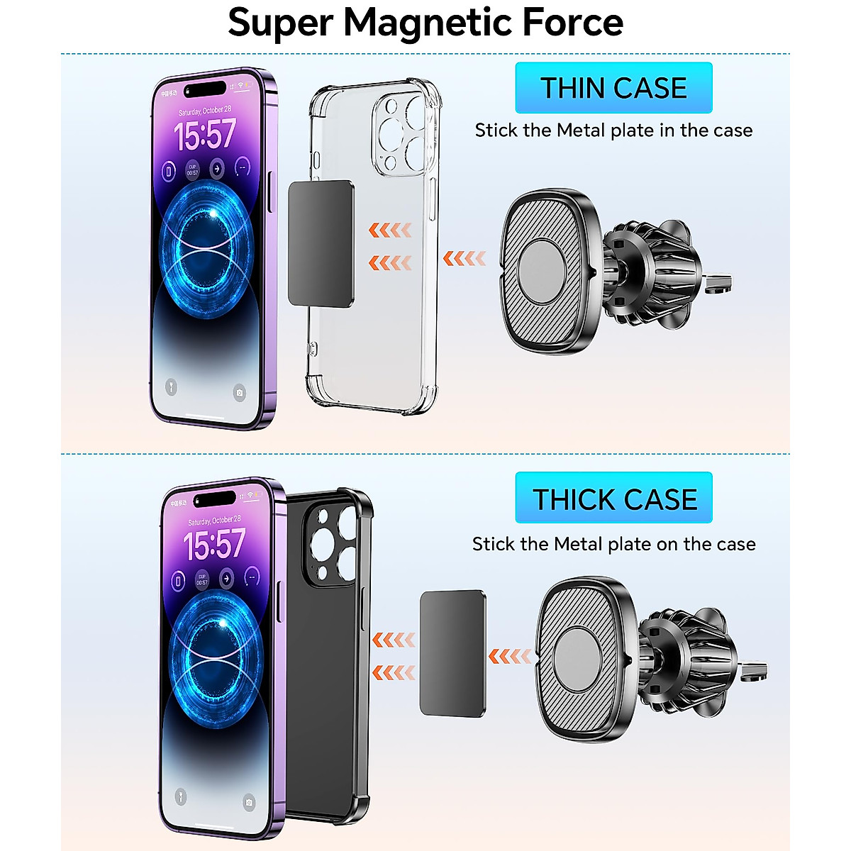 Kaistyle Magnetic Phone Holder for Car【Dash +Vent】 iPhone Magnetic car Mount for Cell Phone【Super Magnets】 Phone Holders for Your Car Magnetic Phone Mount Holder for All Smartphones & Tablet