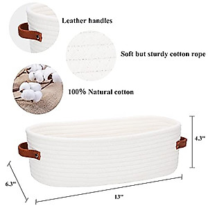 HLWDFLZ Bathroom Countertop Organizer Basket, Cotton Rope Woven Storage Basket Toilet Paper Decorative Basket for Bathroom, Bedroom, Living Room, Entryway (Off White)