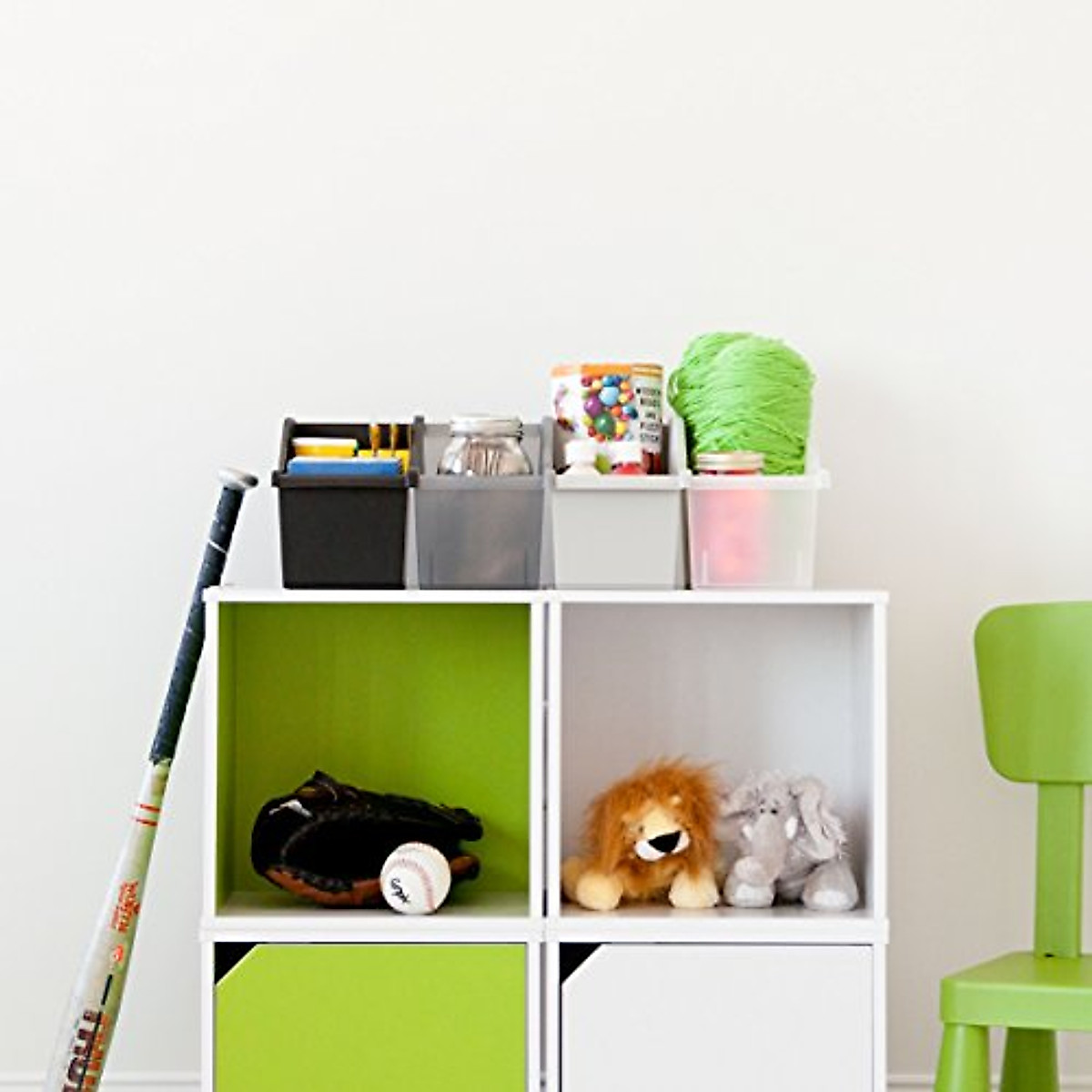 IRIS USA 15" x 6" Plastic Connecting Book and Paper Storage Container Bin, 8-Pack, Vertical Standing Plastic Book Binder Notebook File Craft Organizer Box for Classroom Kids Room Office, Clear