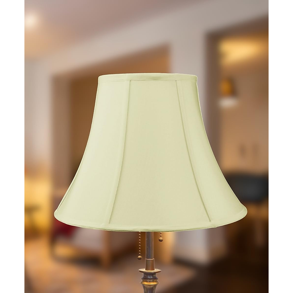 8x16x12 Egg Shell Shantung Bell Lampshade with Brass Spider fitter - Perfect for table lamps and some desk lamps -Medium, Egg Shell