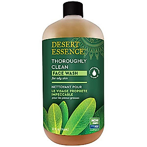 Desert Essence Thoroughly Clean Face Wash Original Deep Cleansing Formula with Tea Tree, Castile Soap & Coconut Oil - Gently Removes Oil & Impurities For Radiant, Revitalized, Smooth Skin - 32oz