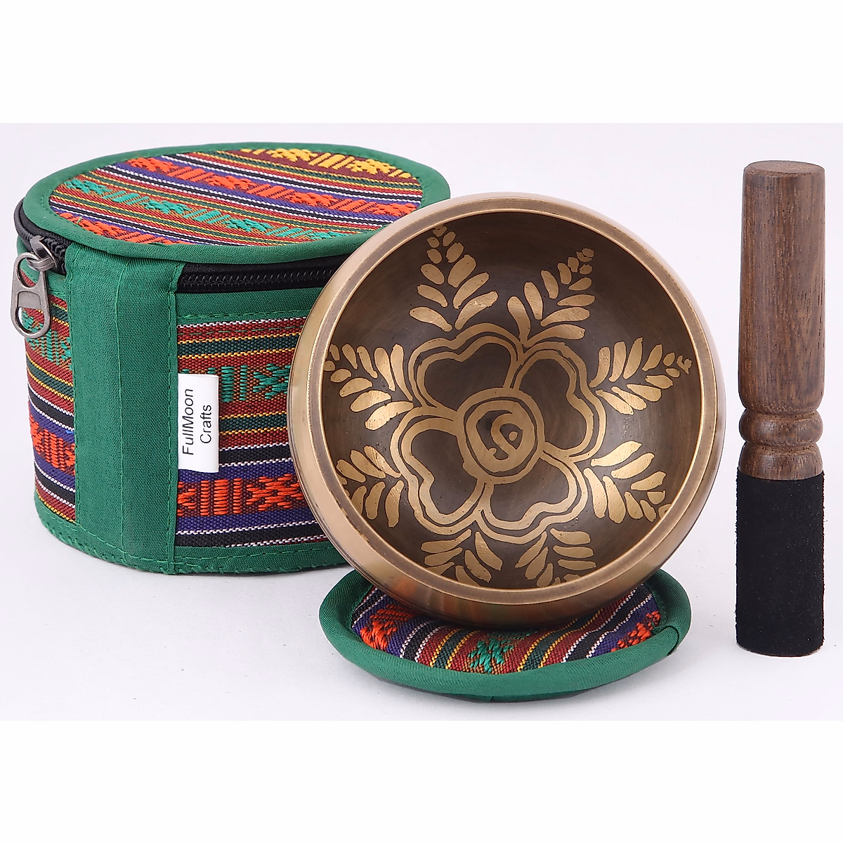 Full Moon Craft's Spiral Tibetan Singing Bowl Set for Yoga, Meditation, Mindfulness, Easy to Learn and Best for Gift