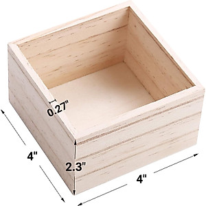 12 PCS 4'' x 4'' Rustic Wooden Box Storage Organizer Craft Box for Collectibles Home Venue Decor Succulents