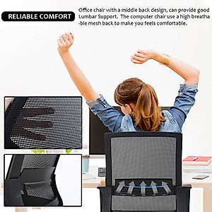 PayLessHere Ergonomic Desk Swivel Rolling Computer Executive Lumbar Support Task Mesh Chair Adjustable Stool for Women&Men, Black