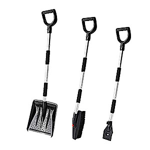 3-in-3 Snow Shovel Kit Snow Shovel with Ice Scraper and Snow Brush, Collapsible Snow Sand Mud Removal Tool for Garden, Camping, Car and Other Outdoor Activities