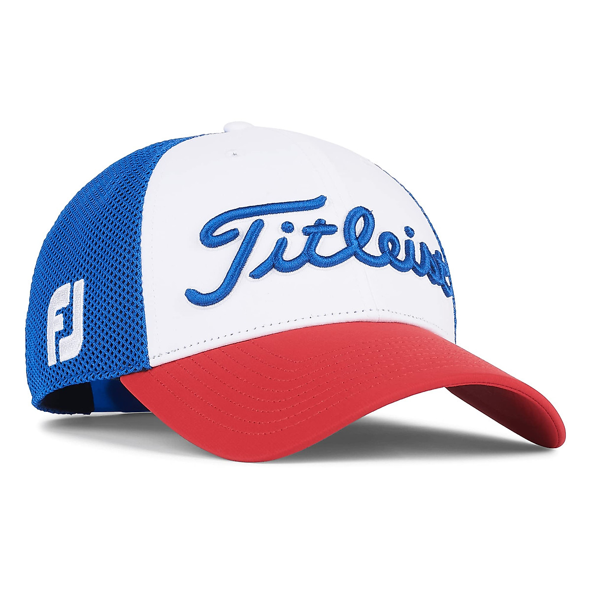 Titleist Men's Standard Tour Performance Mesh Golf Hat, White/Royal/Red, OSF