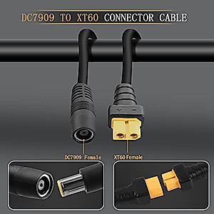QIANRENON XT60 to DC 8mm Adapter Cable 14AWG DC7.9mm*0.9mm Female to XT60 Female Connection Charge Cable 12V-24V,for Power Solar Panel Portable Solar Generator Lithium Battery Pack,1.5m/4.9ft Black
