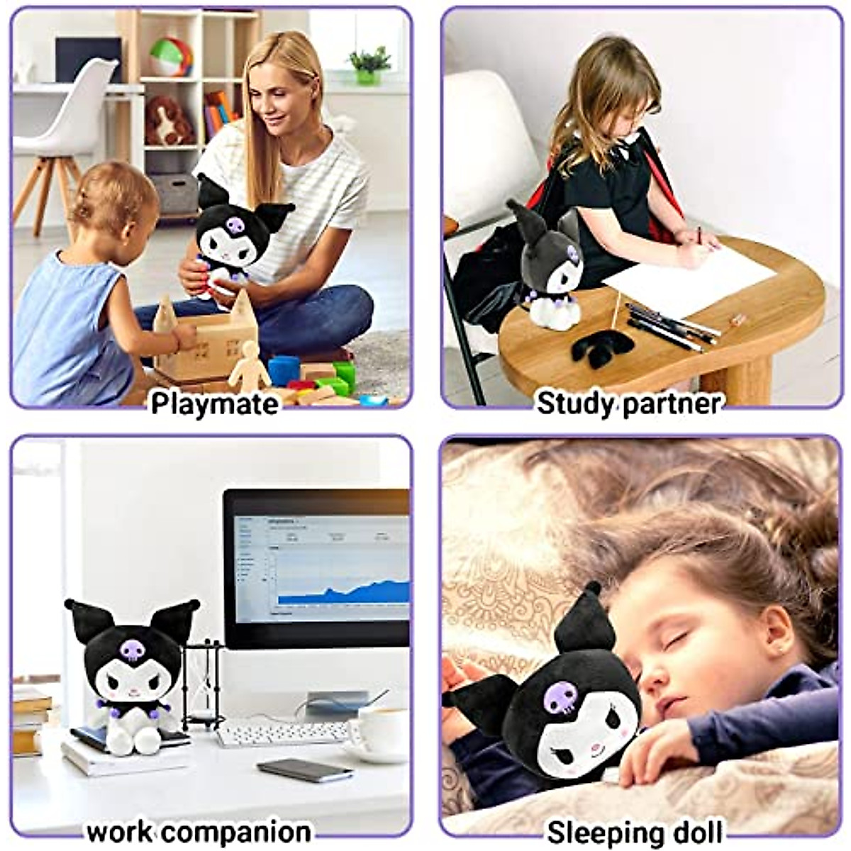 GIRARVS Kurоmi Plush Toys - Cute Soft Doll Toys - Originating from Children's Favorite Cartoon Animations - Popular Among All Children (Black)