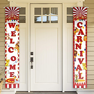 PAKBOOM Welcome Carnival Circus Yard Sign Door Banner Carnival Theme Birthday Party Decorations Supplies for Kids Adults Family