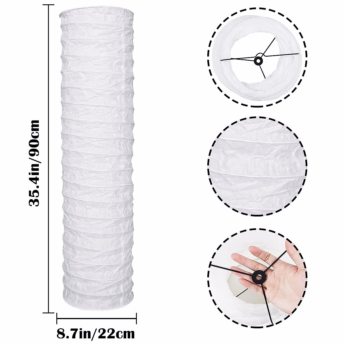 FERCAISH Paper Floor Lamp Shade, Foldable and Minimalist Style Rice Paper Lamps Classic Modern Paper Floor Light Bulb Cage Guard for Living Room Bedroom Décor